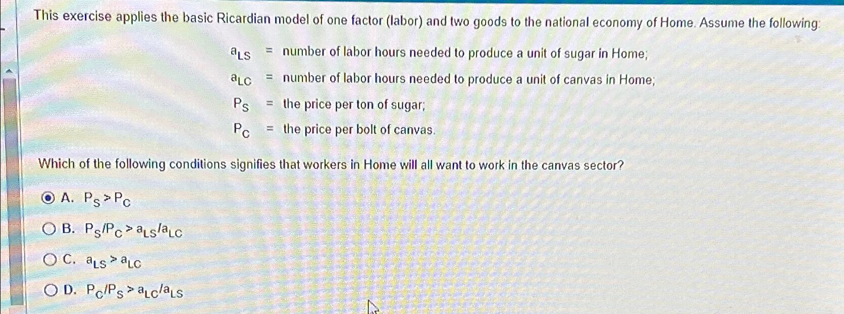 Solved This exercise applies the basic Ricardian model of | Chegg.com