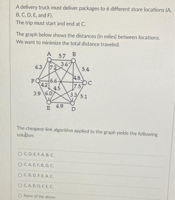 Solved A delivery truck must deliver packages to 6 different | Chegg.com