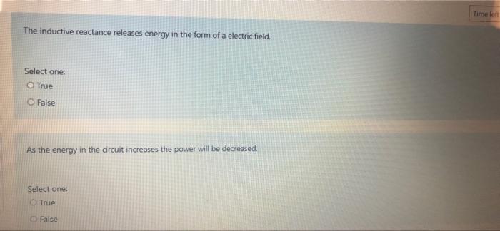 Solved Timeler The inductive reactance releases energy in | Chegg.com