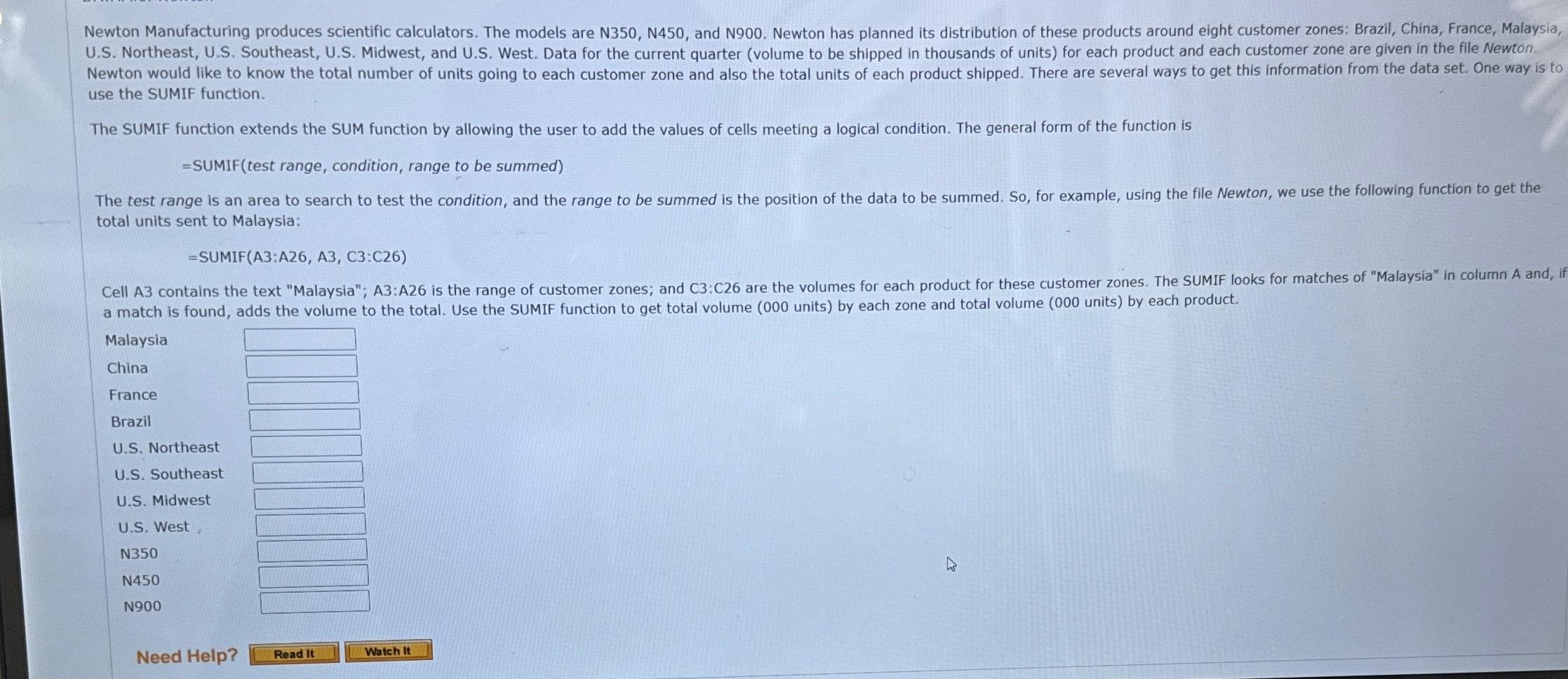 Solved use the SUMIF function.The SUMIF function extends the | Chegg.com