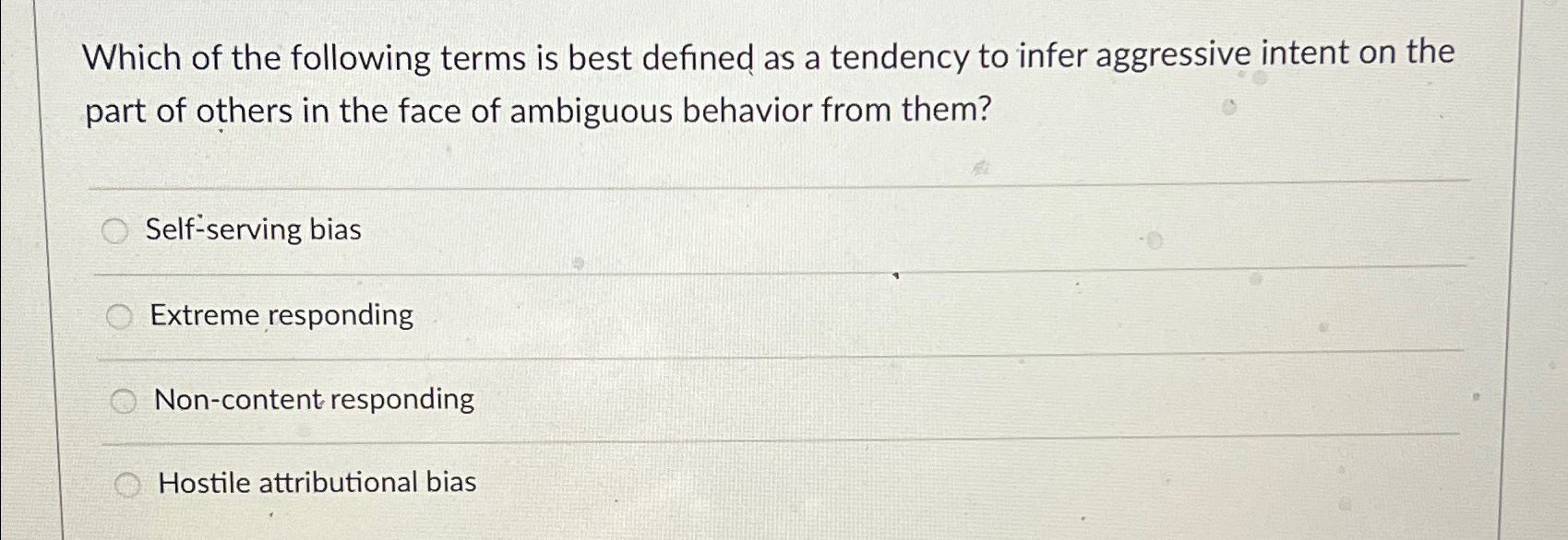 Solved Which of the following terms is best defined as a | Chegg.com