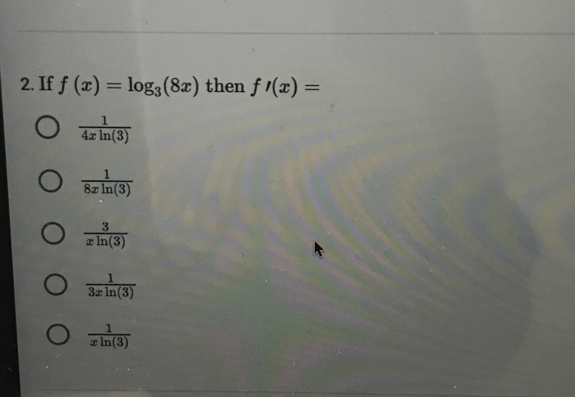Solved If f(x)=log3(8x) ﻿then | Chegg.com