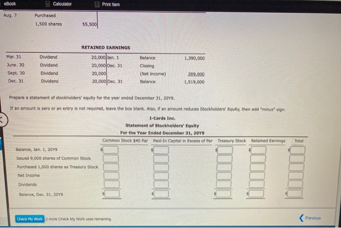 Solved ebook Calculator Print Item Statement of | Chegg.com