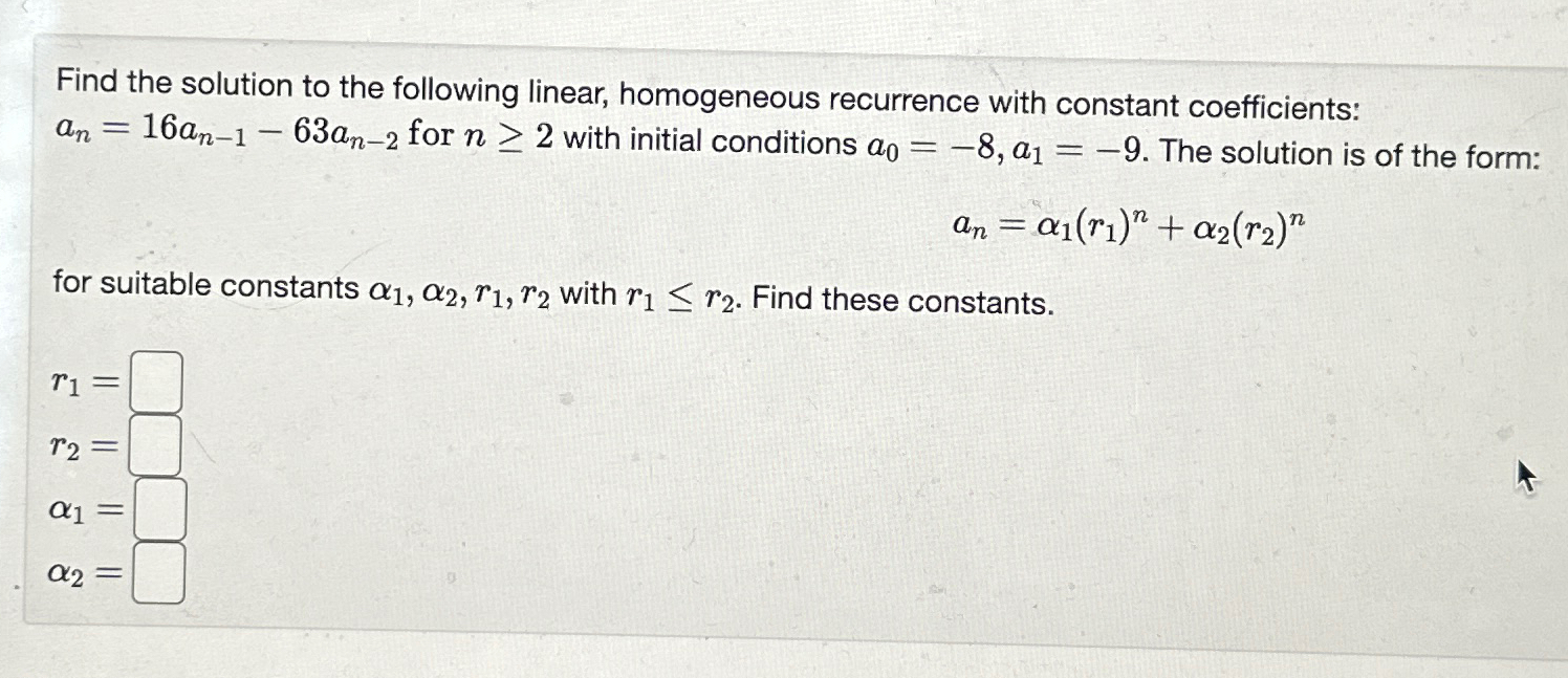 Solved Find the solution to the following linear, | Chegg.com
