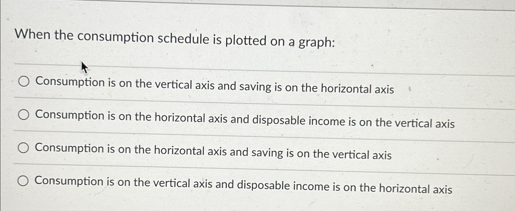 Solved When the consumption schedule is plotted on a | Chegg.com