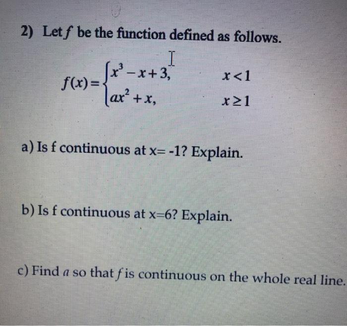 Solved 2) Let f be the function defined as follows. Ix-x+3, | Chegg.com