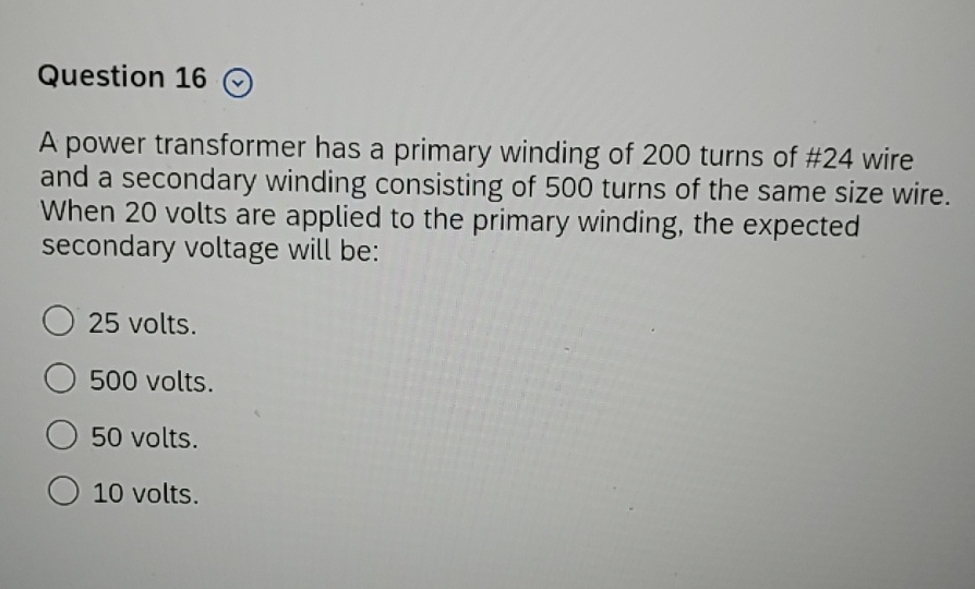 Solved Question 16A power transformer has a primary winding | Chegg.com