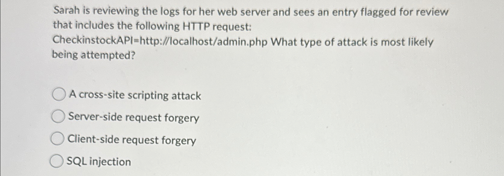 Solved Sarah is reviewing the logs for her web server and | Chegg.com