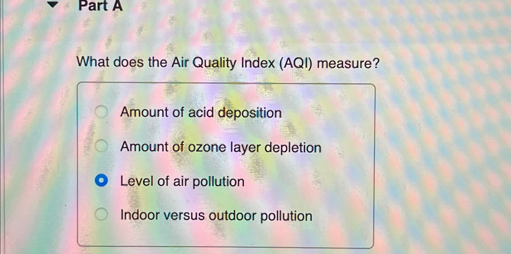 Solved What does the Air Quality Index (AQI) ﻿measure?Amount | Chegg.com