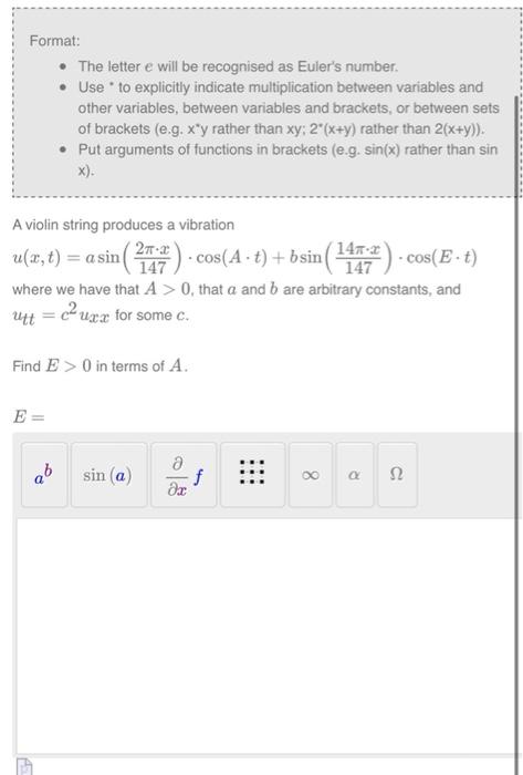 Solved Format: • The letter e will be recognised as Euler's | Chegg.com
