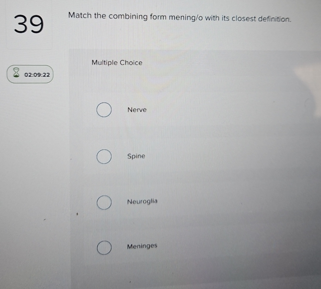Solved Match the combining form mening/o with its closest | Chegg.com