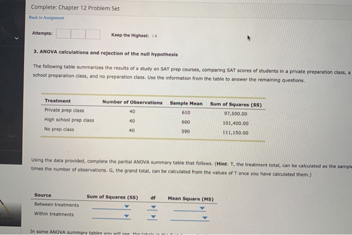 Solved Complete Chapter 12 Problem Set Back To Assignment 7402