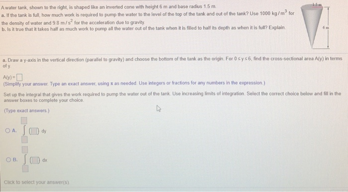 Solved A water tank, shown to the right, is shaped like an | Chegg.com