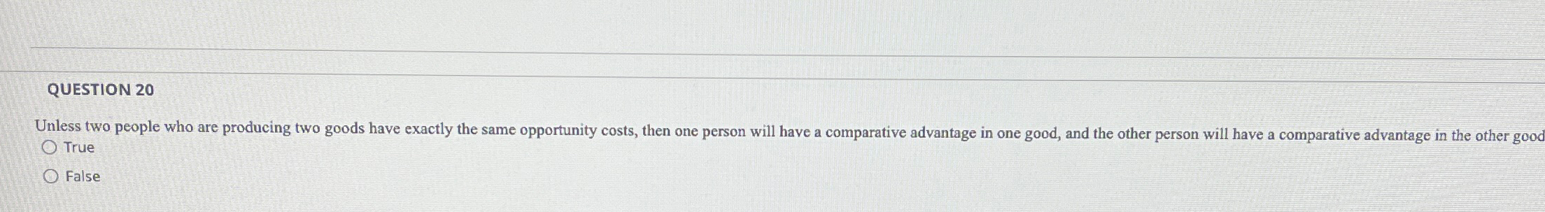 Solved QUESTION 20 ﻿TrueFalse | Chegg.com
