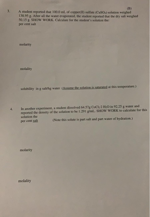 Name Chemistry 142 Lab Experiment 2: Solubility | Chegg.com