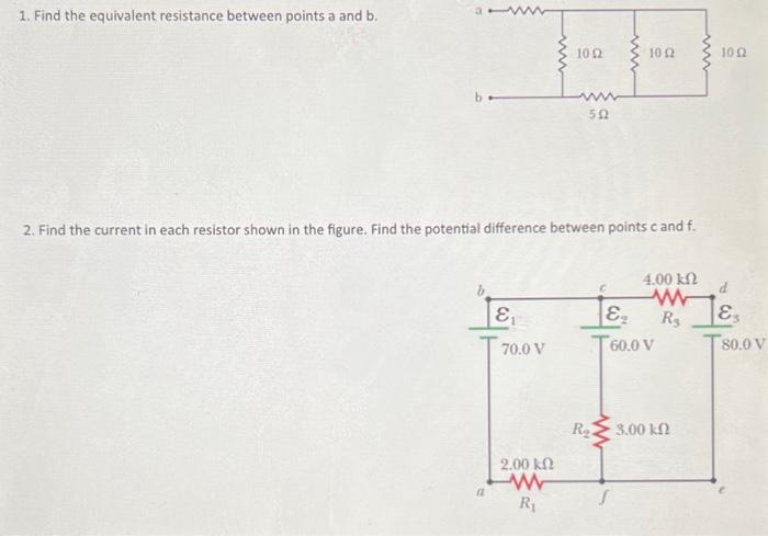 1. Find the equivalent resistance between points a | Chegg.com