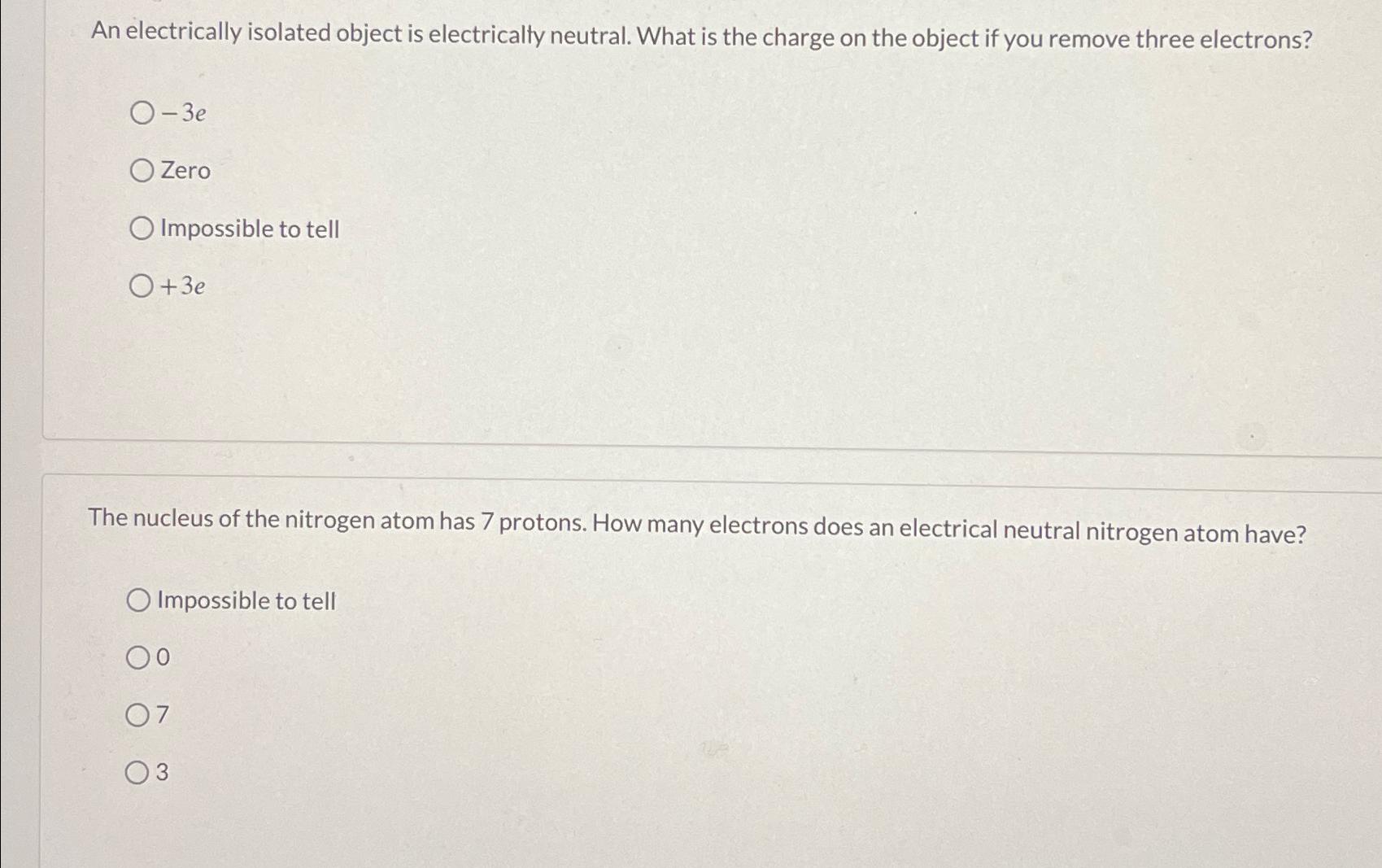 Solved An electrically isolated object is electrically | Chegg.com