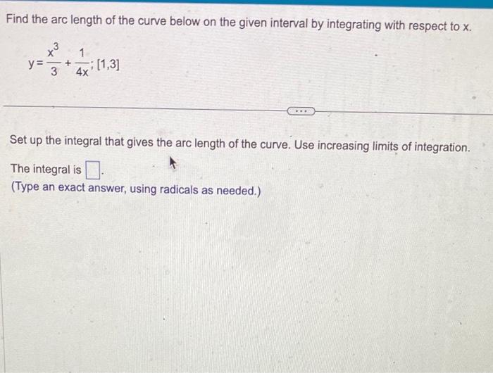 Solved Find the arc length of the curve below on the given | Chegg.com
