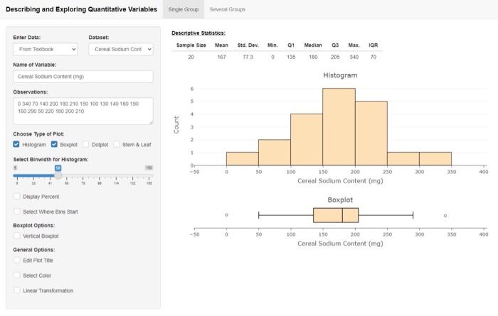 Solved Describing and Exploring Quantitative Variables Enter | Chegg.com