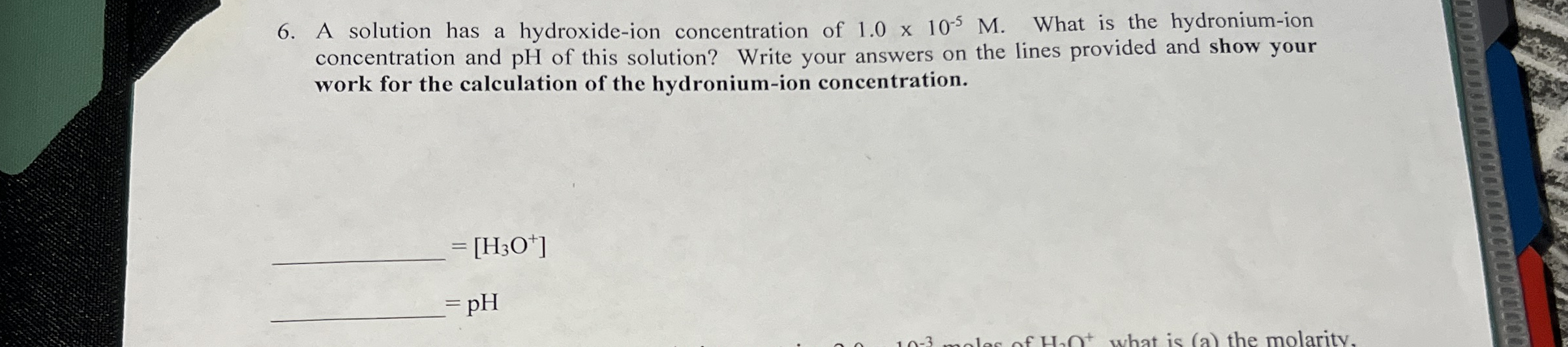 Solved A solution has a hydroxide-ion concentration of | Chegg.com