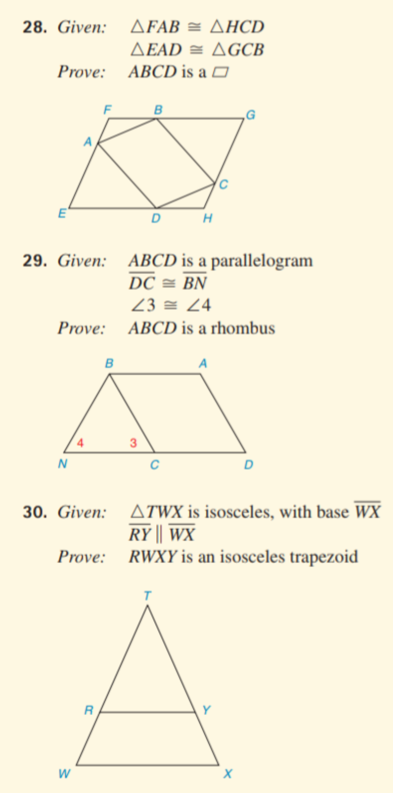 Solved 28. Given: FAB≅ HCD EAD≅ GCB Prove: ABCD is a 29. | Chegg.com