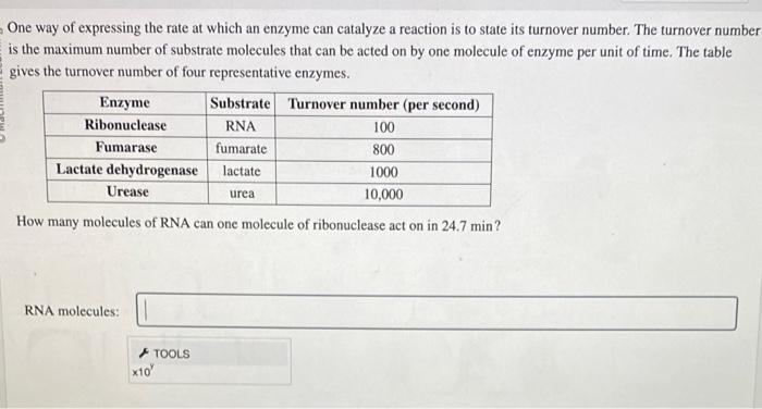 Solved One way of expressing the rate at which an enzyme can | Chegg.com