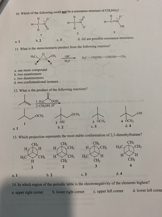 Solved 10. Which of the following could not be a resonance | Chegg.com