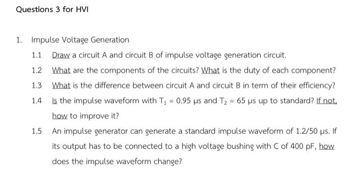 Solved 1. Impulse Voltage Generation 1.1 Draw a circuit A | Chegg.com