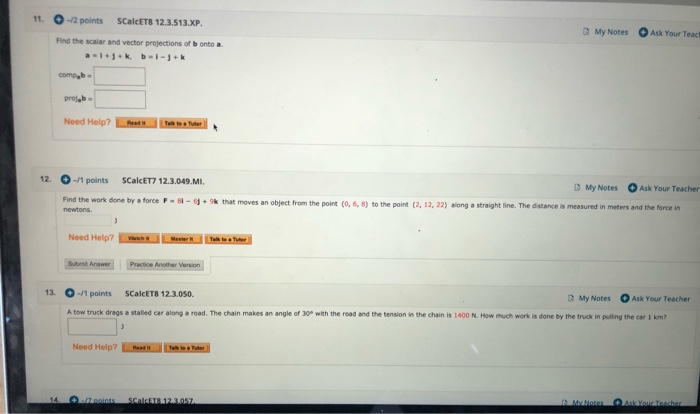 Solved 11. -12 points CalcETS 12.3.513.XP. My Notes Ask Your | Chegg.com Solved 11. -12 points CalcETS 12.3.513.XP. My Notes Ask Your | Chegg.com