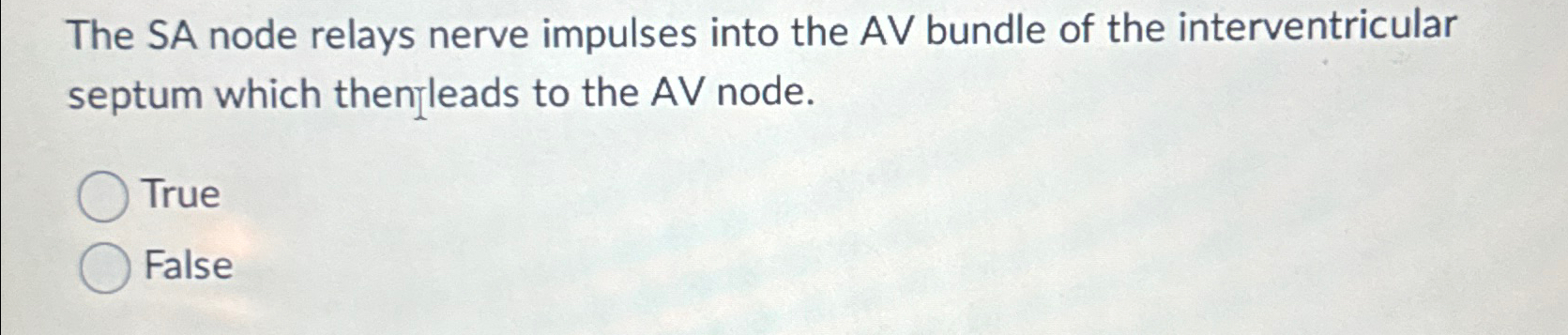 Solved The SA node relays nerve impulses into the AV bundle | Chegg.com
