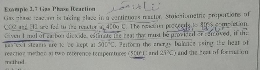 Solved Example 2.7 Gas Phase Reaction Gas phase reaction is | Chegg.com