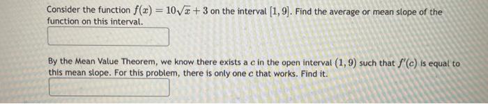 Solved Consider the function f(x)=10x+3 on the interval | Chegg.com
