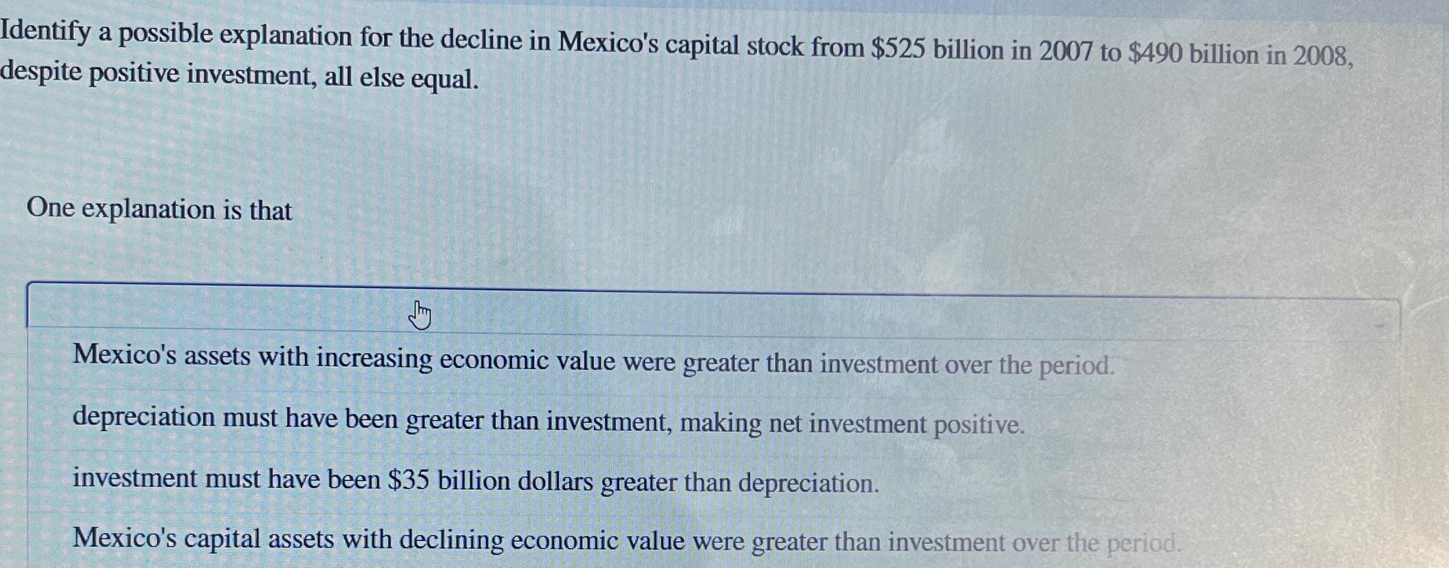Solved Identify a possible explanation for the decline in | Chegg.com