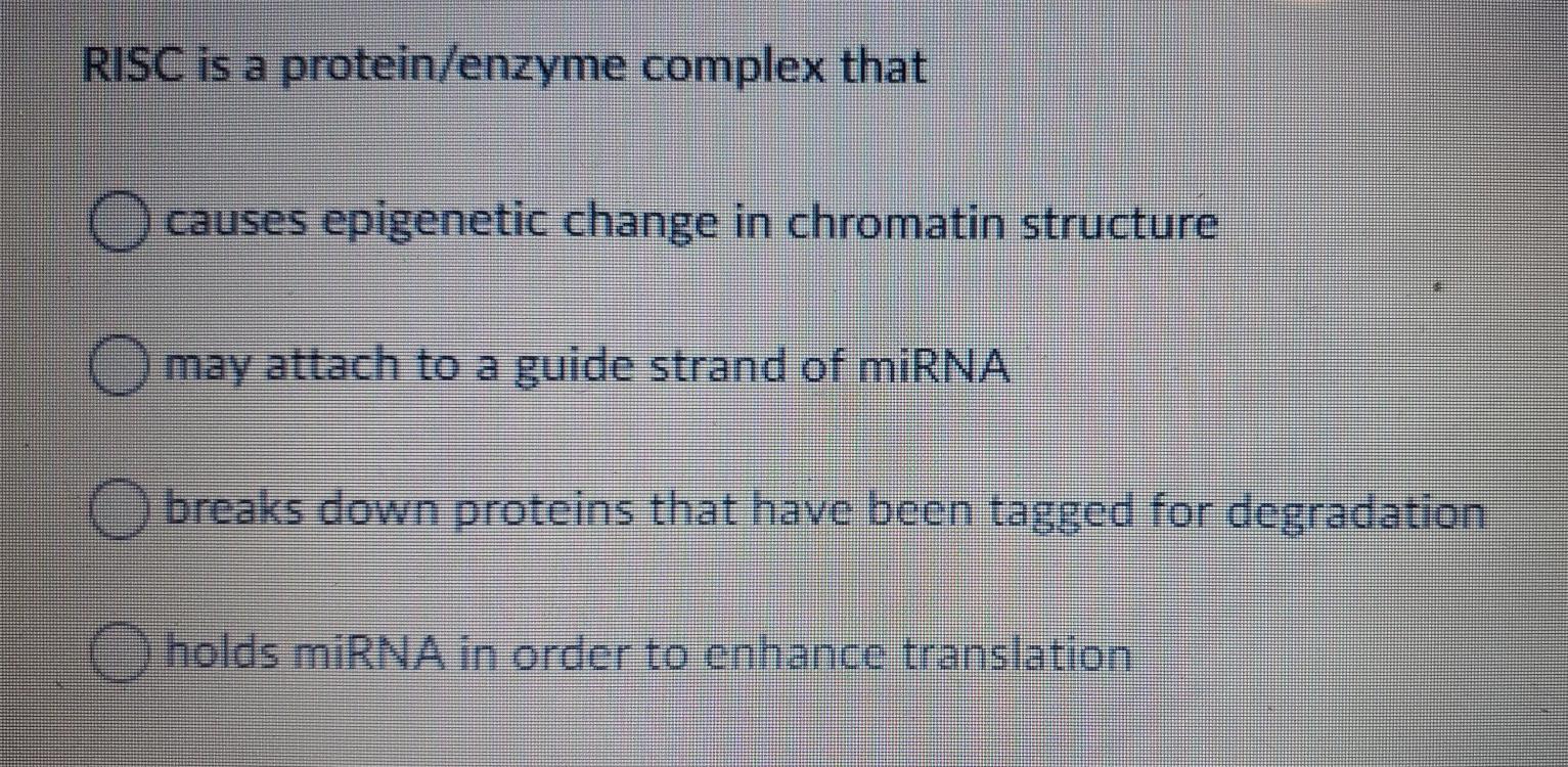 Solved RISC is a protein/enzyme complex that causes | Chegg.com