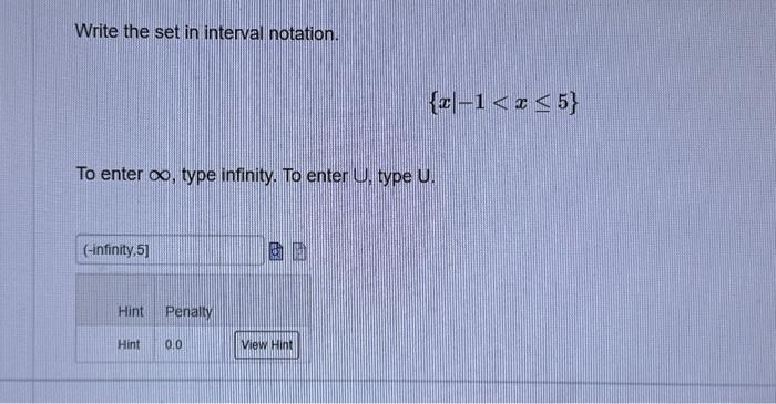 Solved Write the set in interval notation. {x∣−1 | Chegg.com