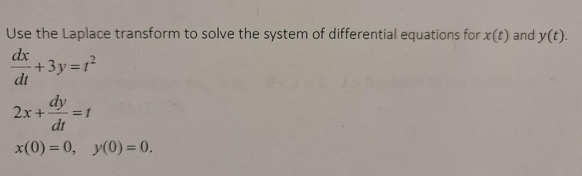 Solved = Use the Laplace transform to solve the system of | Chegg.com