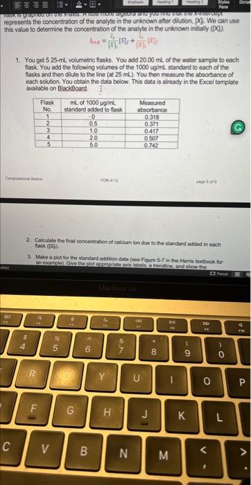 Solved represents the concentration of the analyte in the | Chegg.com