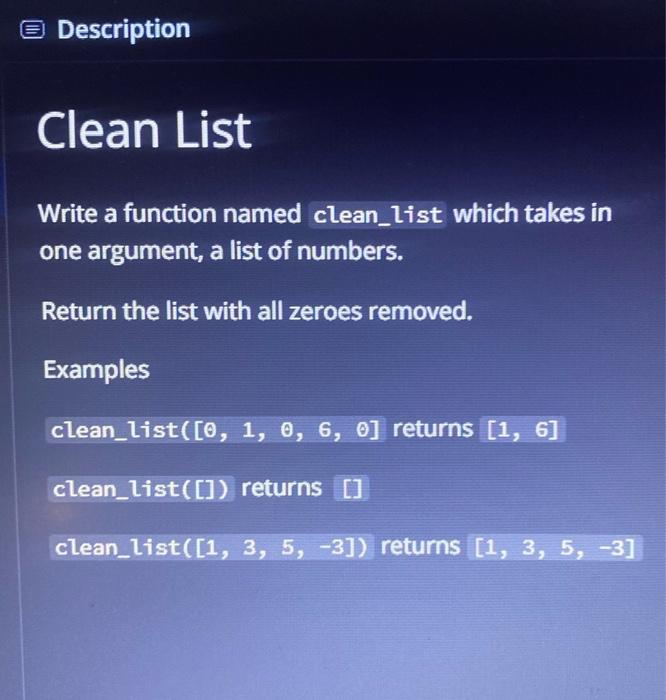 Solved Clean List Write a function named clean_list which | Chegg.com