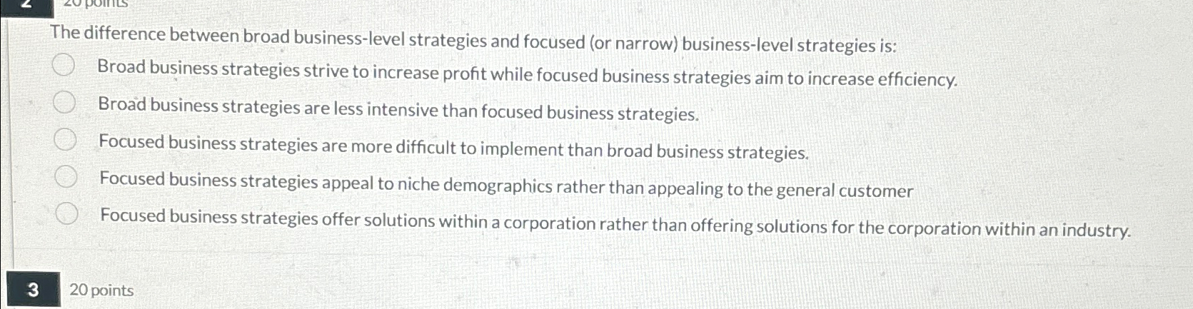 Solved The difference between broad business-level | Chegg.com