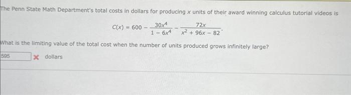 Solved The Penn State Math Department's total costs in | Chegg.com