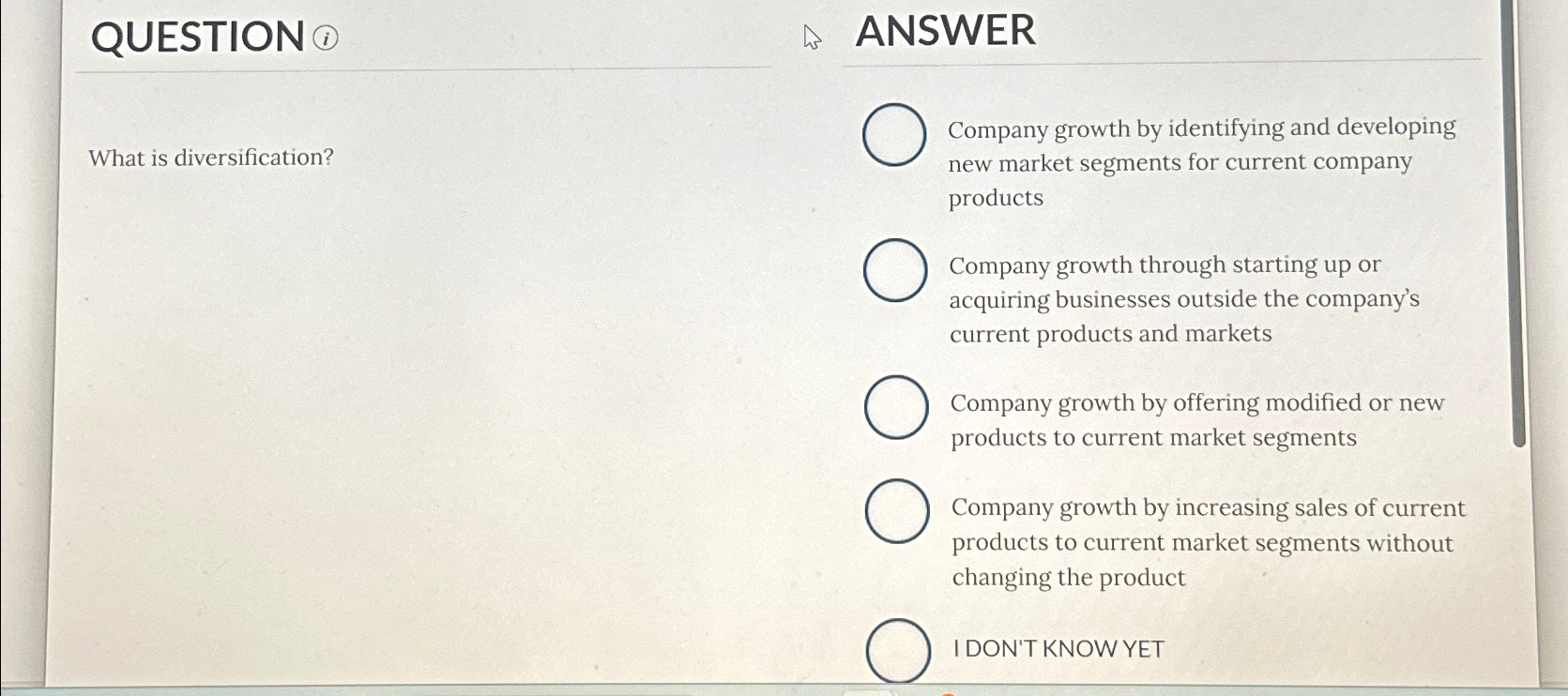 Solved QUESTION (i)ANSWERWhat is diversification?Company | Chegg.com