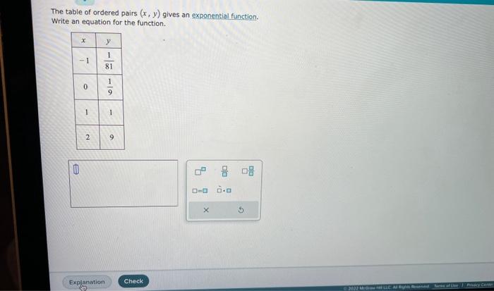 Solved The Table Of Ordered Pairs X Y Gives An Exponential