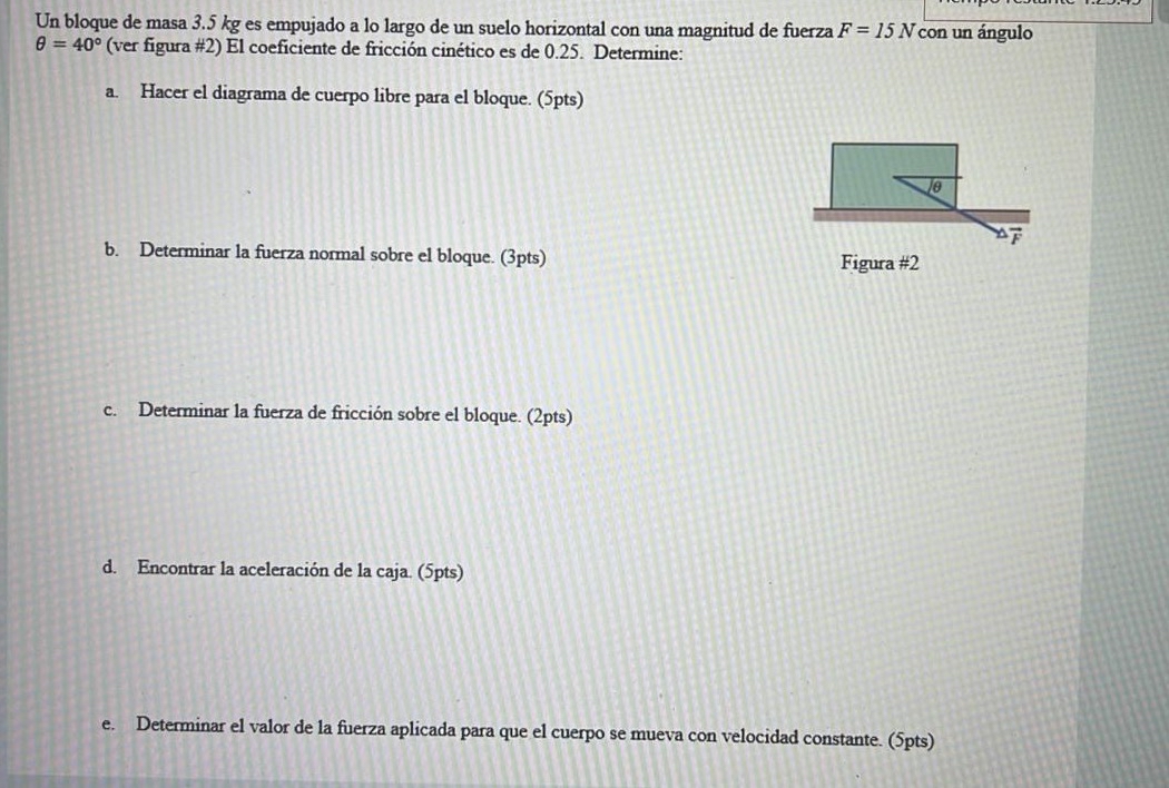 Solved Un bloque de masa 3.5kg ﻿es empujado a lo largo de un | Chegg.com