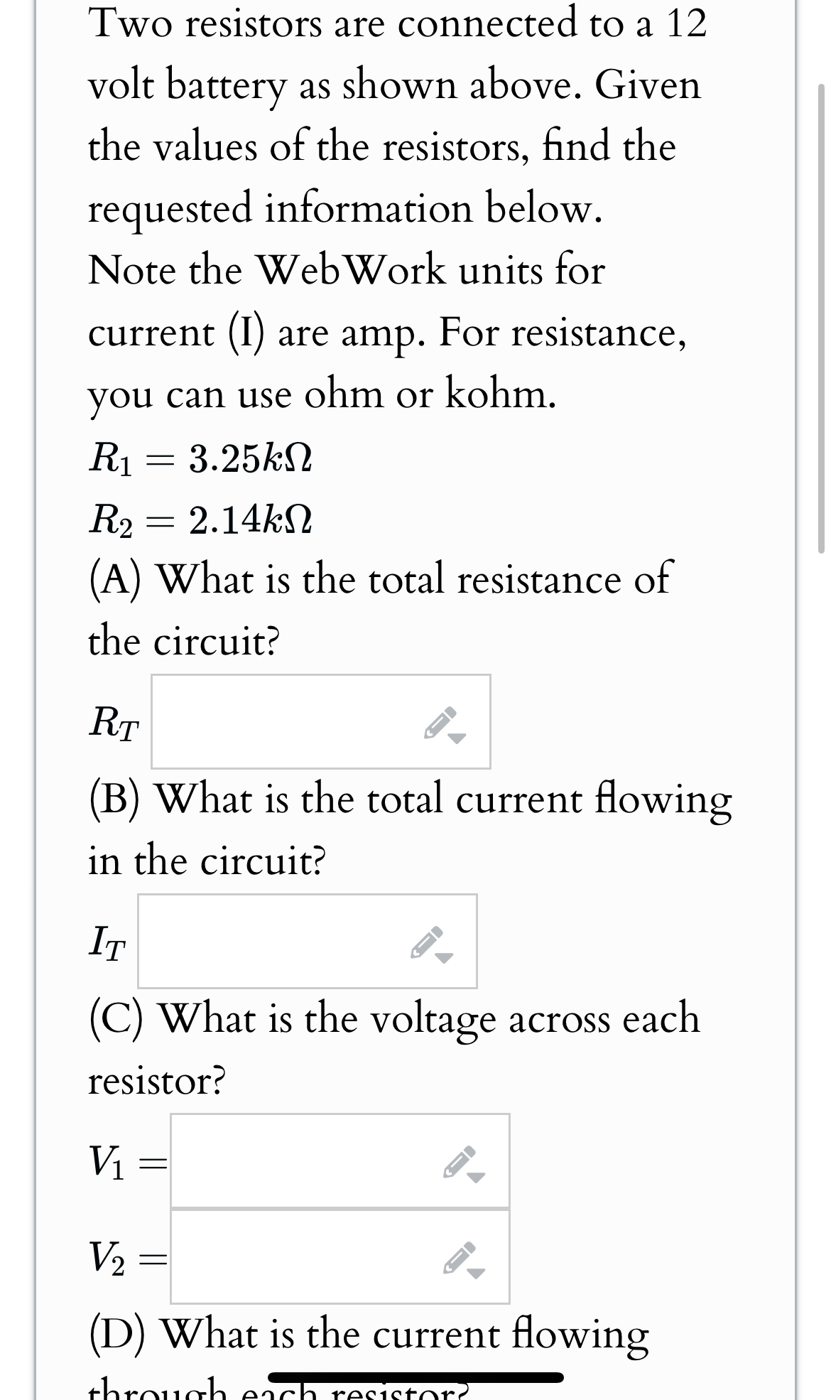 Solved Two resistors are connected to a 12 ﻿volt battery as | Chegg.com