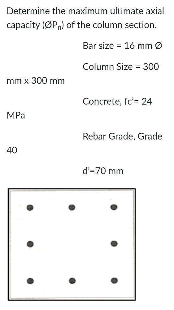 Solved Determine the maximum ultimate axial capacity (ØPn) | Chegg.com