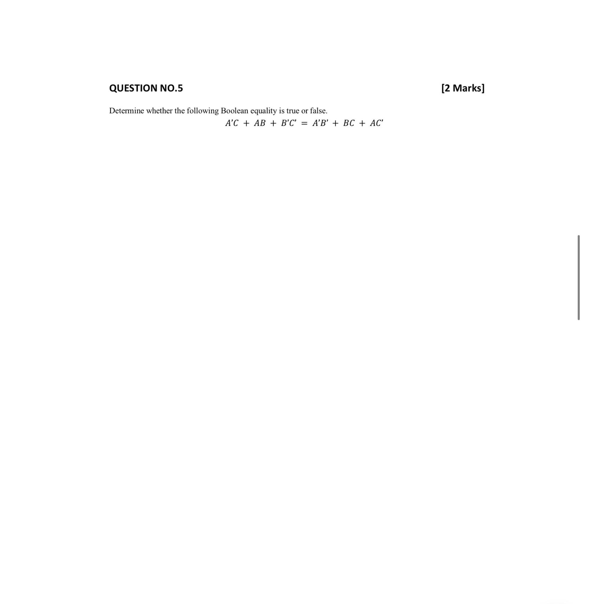 Solved Question No5 2 ﻿marks Determine Whether The 