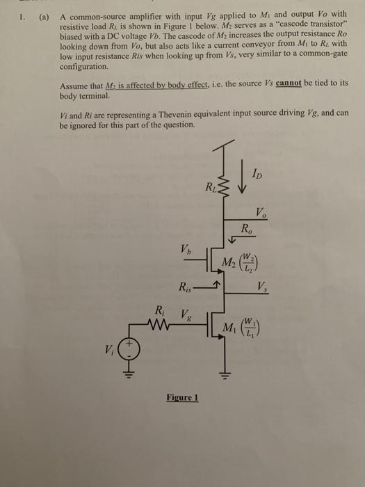 Solved 1. (a) A common-source amplifier with input Vg | Chegg.com