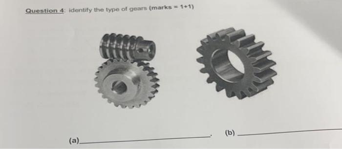 Solved Question 4: identify the type of gears (marks =1+1) | Chegg.com