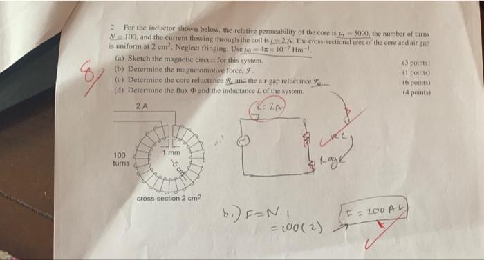 Solved 2 For the inductor shown below, the relative | Chegg.com