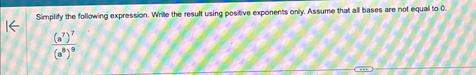 Solved Simplify the following expression. Write the result | Chegg.com